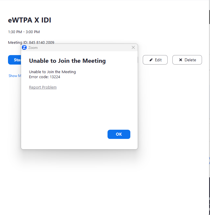 Solved: Error Code 13224 - Zoom Community